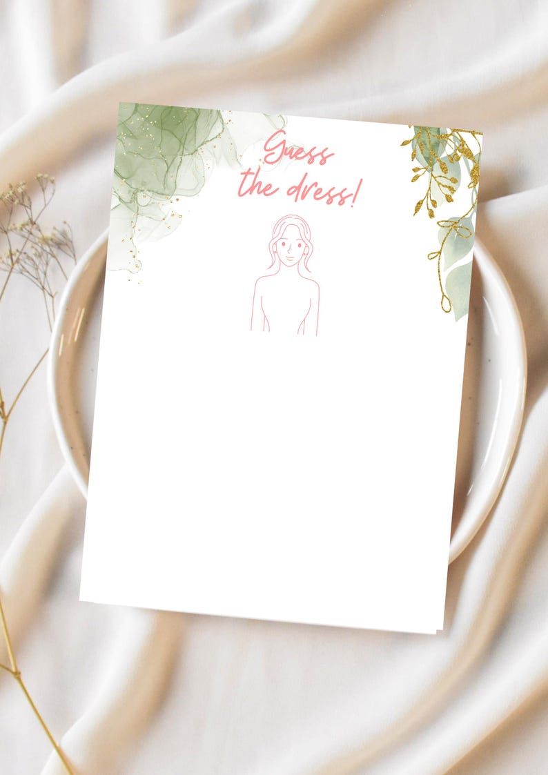 Guess the Dress Cards Printable - Hen Party Activity - Bachelorette ...