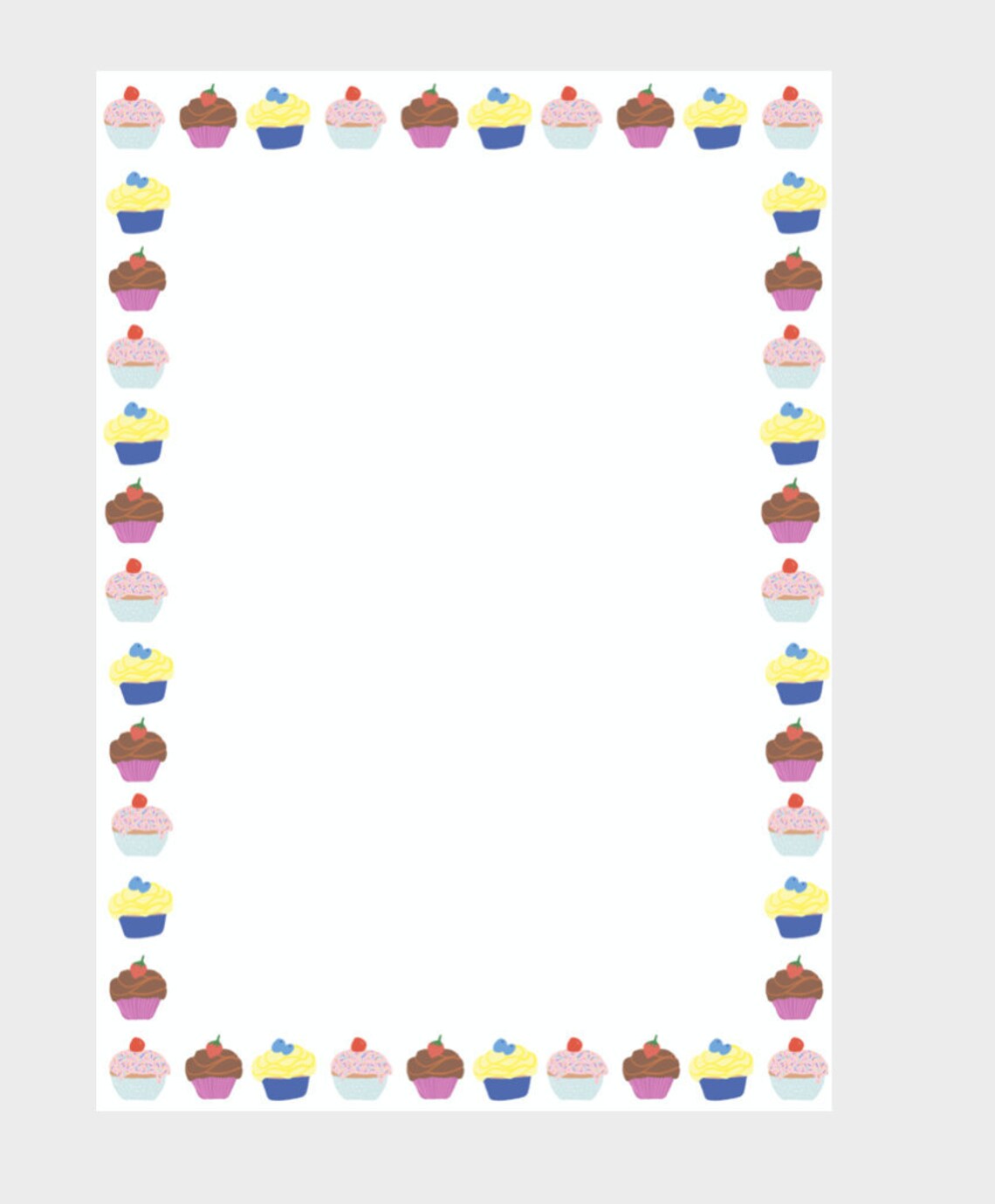 Printable Cupcakes Border Paper Craft Supplies Invitation | Etsy