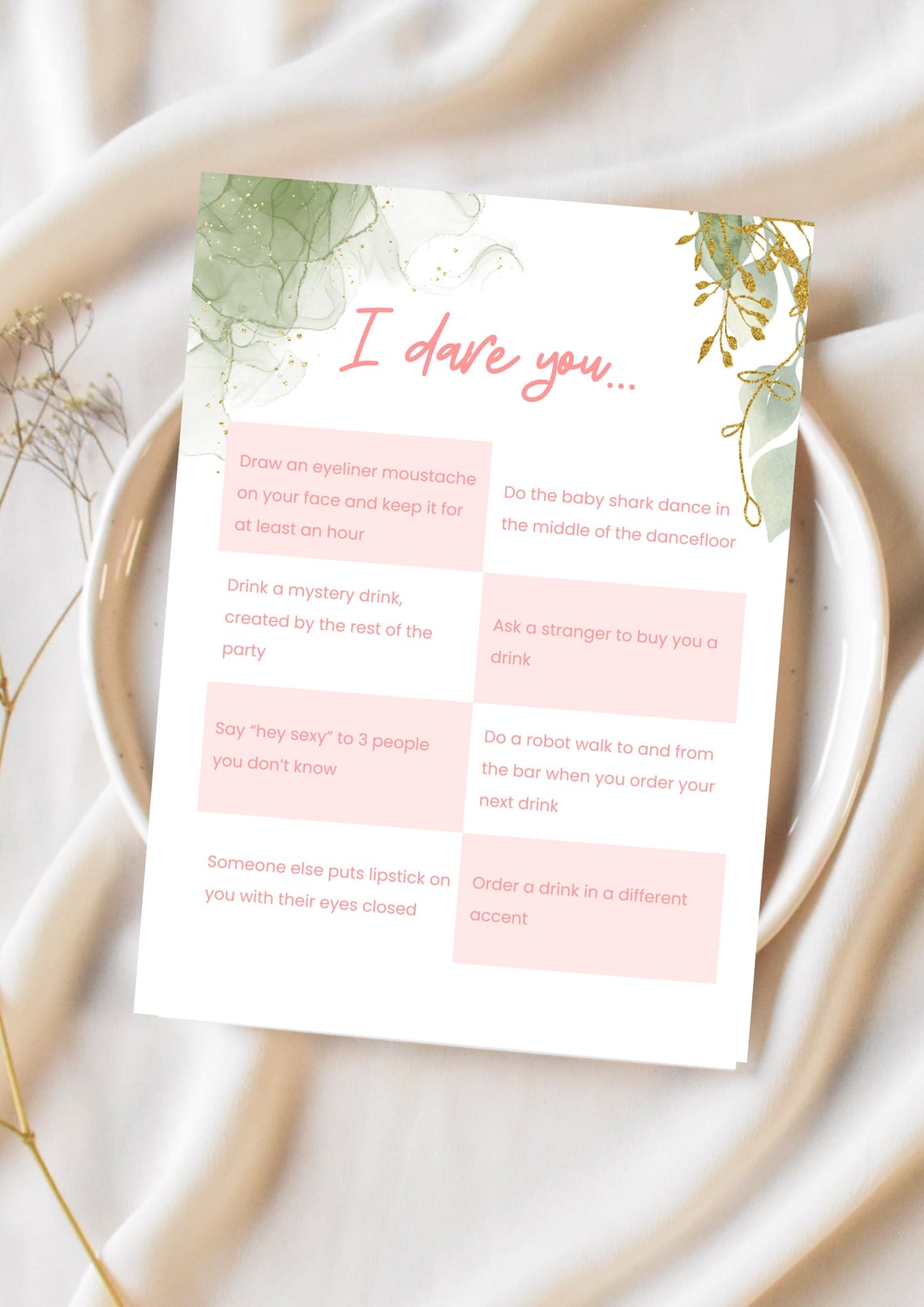 Bachelorette Dare Cards Activity Printable Hen Party Games Download ...