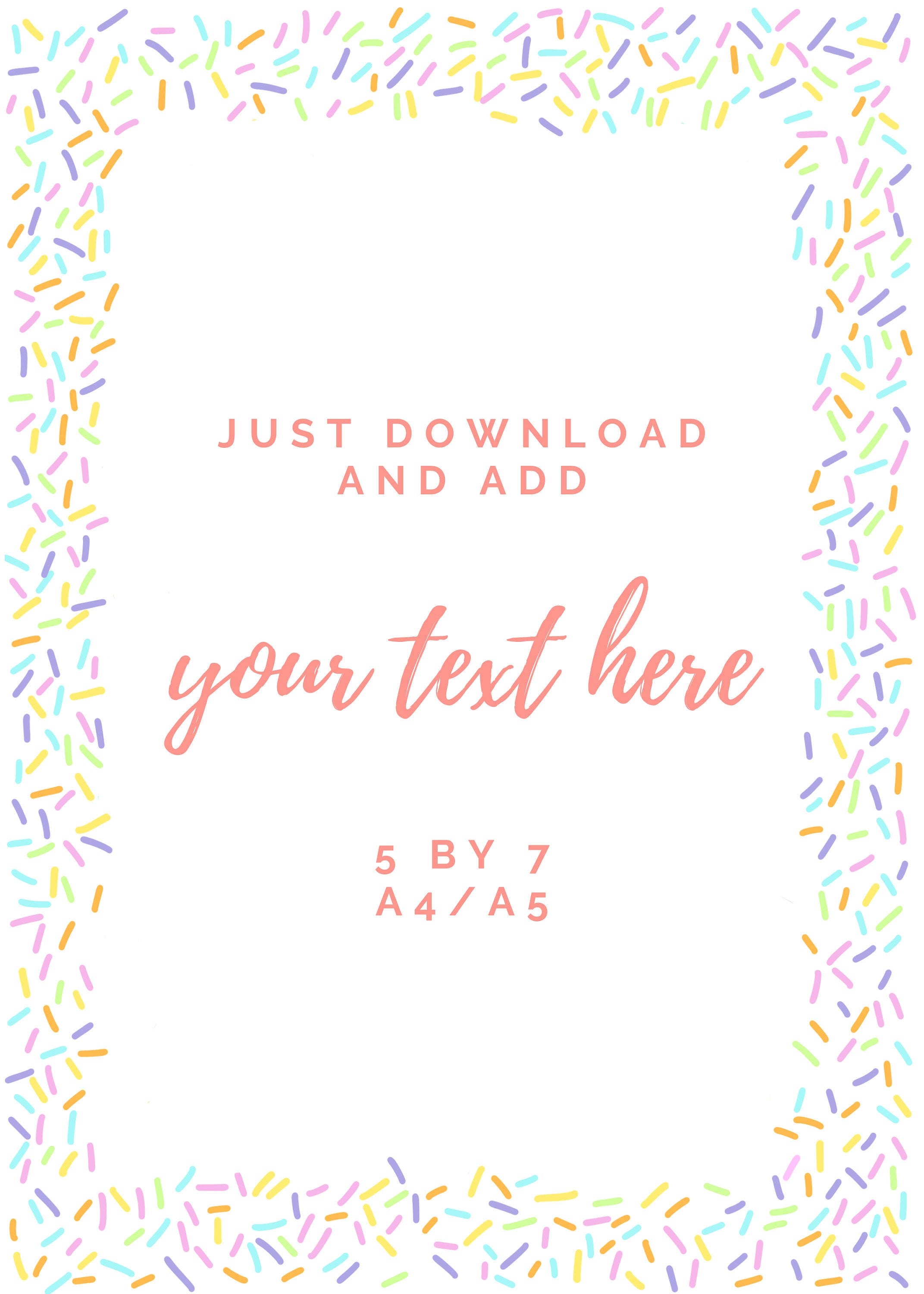 Printable Pastel Sprinkles Pages - Paper Craft Supplies - Invitation ...