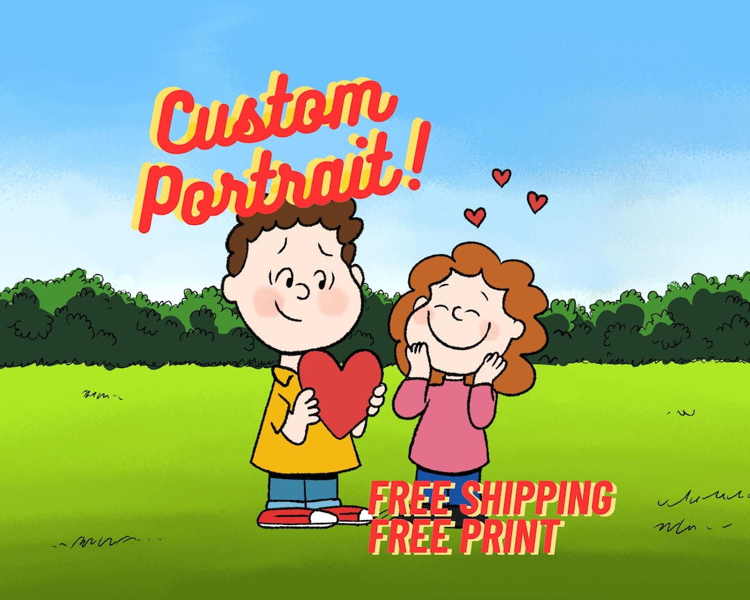 Peanuts Best Custom Portrait, Couple Gift, Family Portrait, Anniversary ...