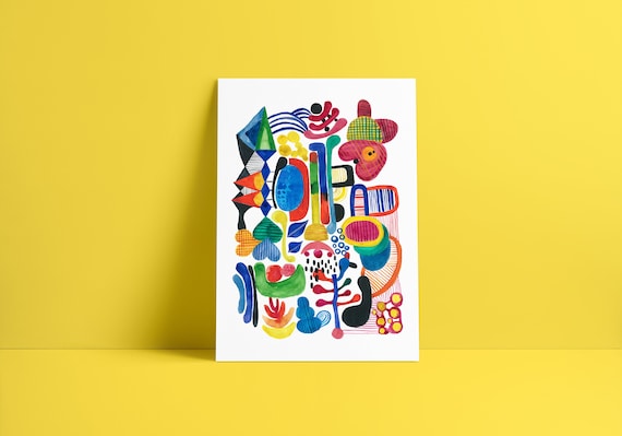 Colorful Abstract Print Abstract Art Watercolor Painting | Etsy