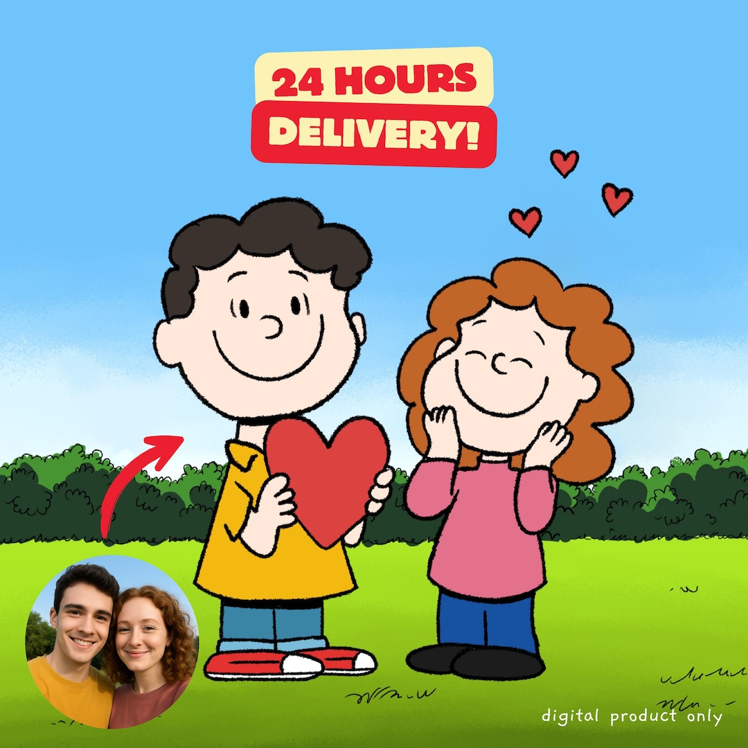 Custom Peanuts Style Portrait • Personalized Cartoon Drawing • Digital ...