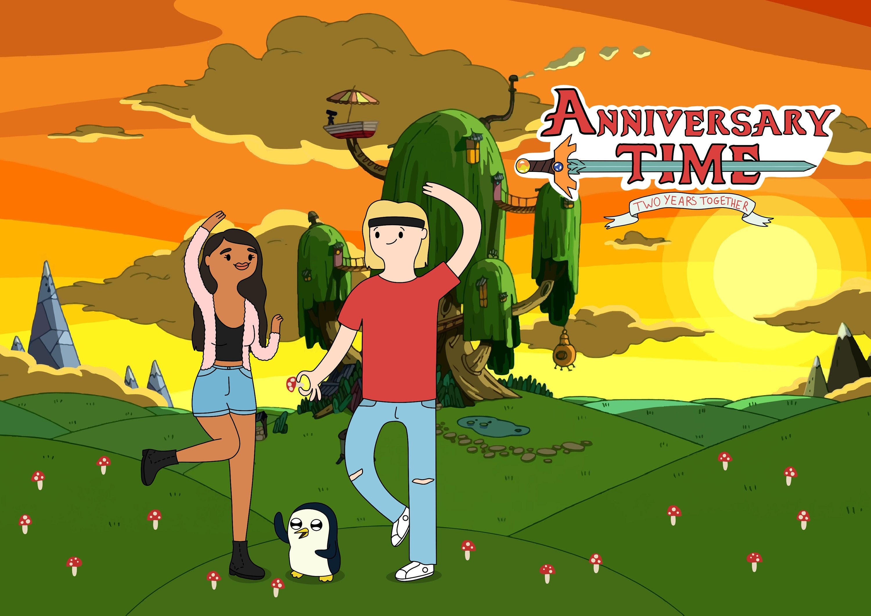 FREE PRINT & SHIPPING Adventure Time Custom Portrait | Etsy