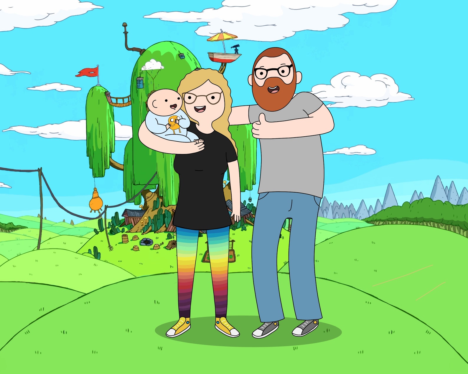 FREE PRINT & SHIPPING - Adventure Time Custom Portrait - Cartoon Family ...