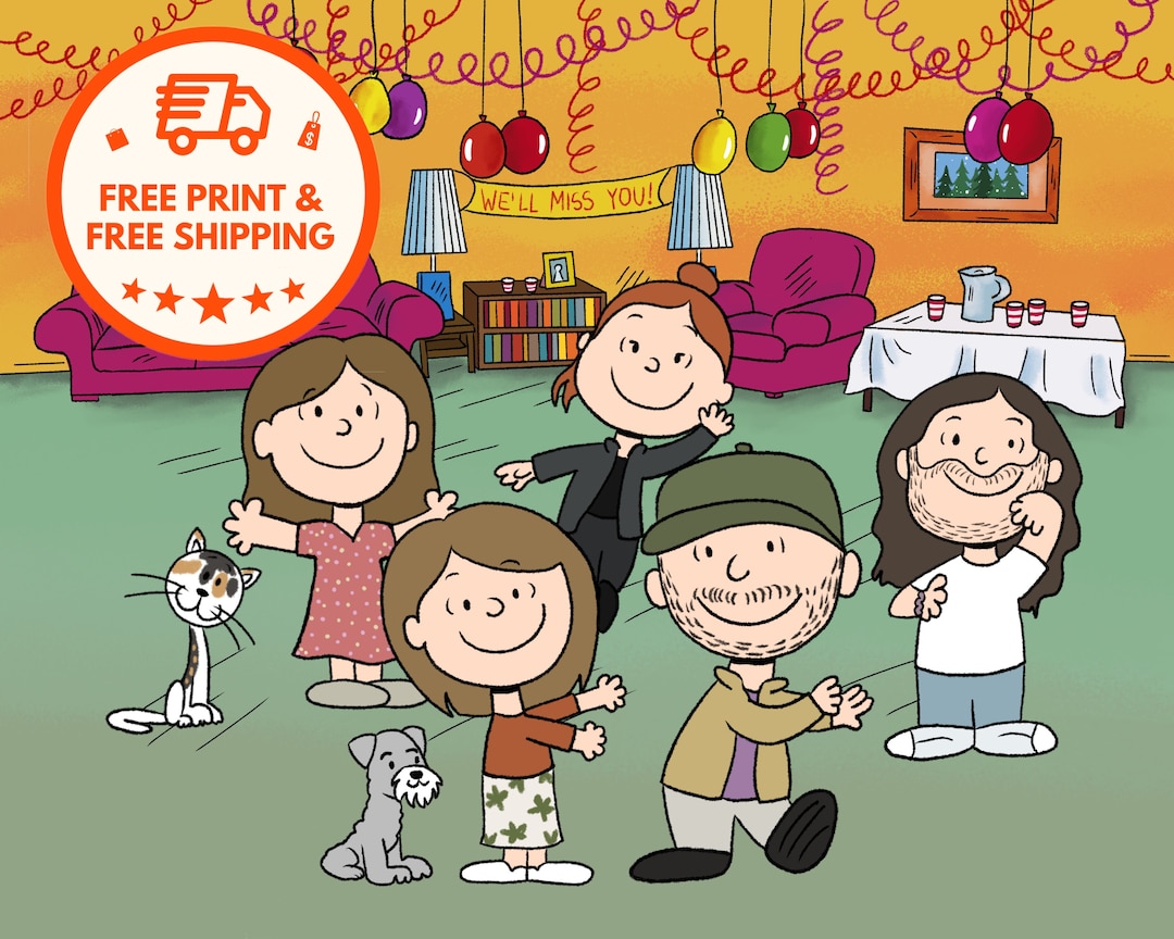 FREE PRINT & SHIPPING - Peanuts Snoopy Custom Portrait - Cartoon Family ...