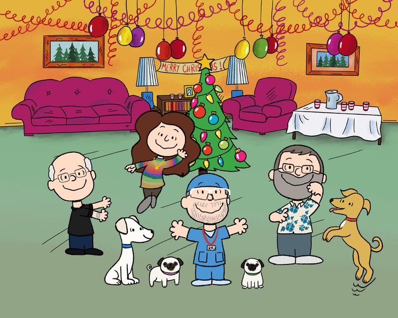 Peanuts Best Custom Portrait, Couple Gift, Family Portrait, Hanukkah ...