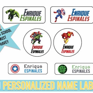 Avengers Superhero School Name Labels | Personalized Waterproof Camp ...