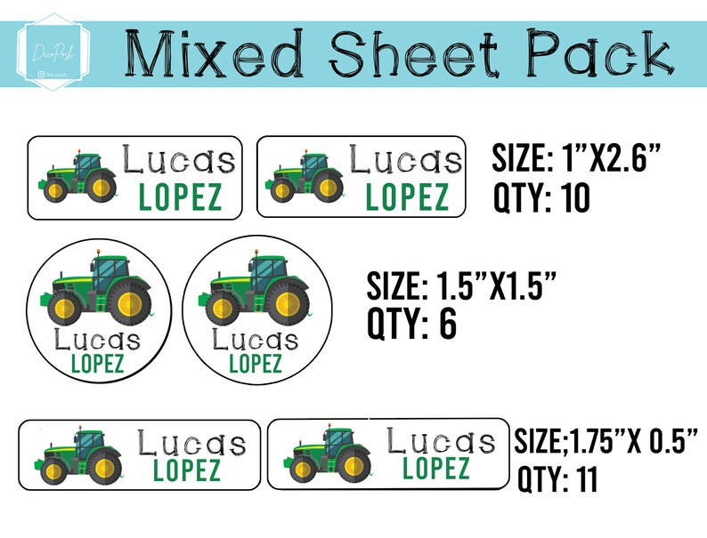 Tractor School Name Labels | Personalized Waterproof Daycare and Camp ...
