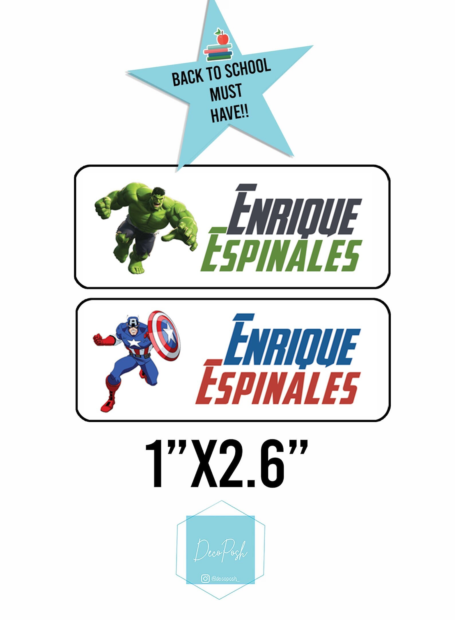 Avengers Superhero School Name Labels | Personalized Waterproof Camp ...