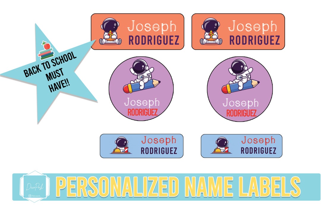 Astronaut School Name Labels | Personalized Waterproof Daycare and Camp ...