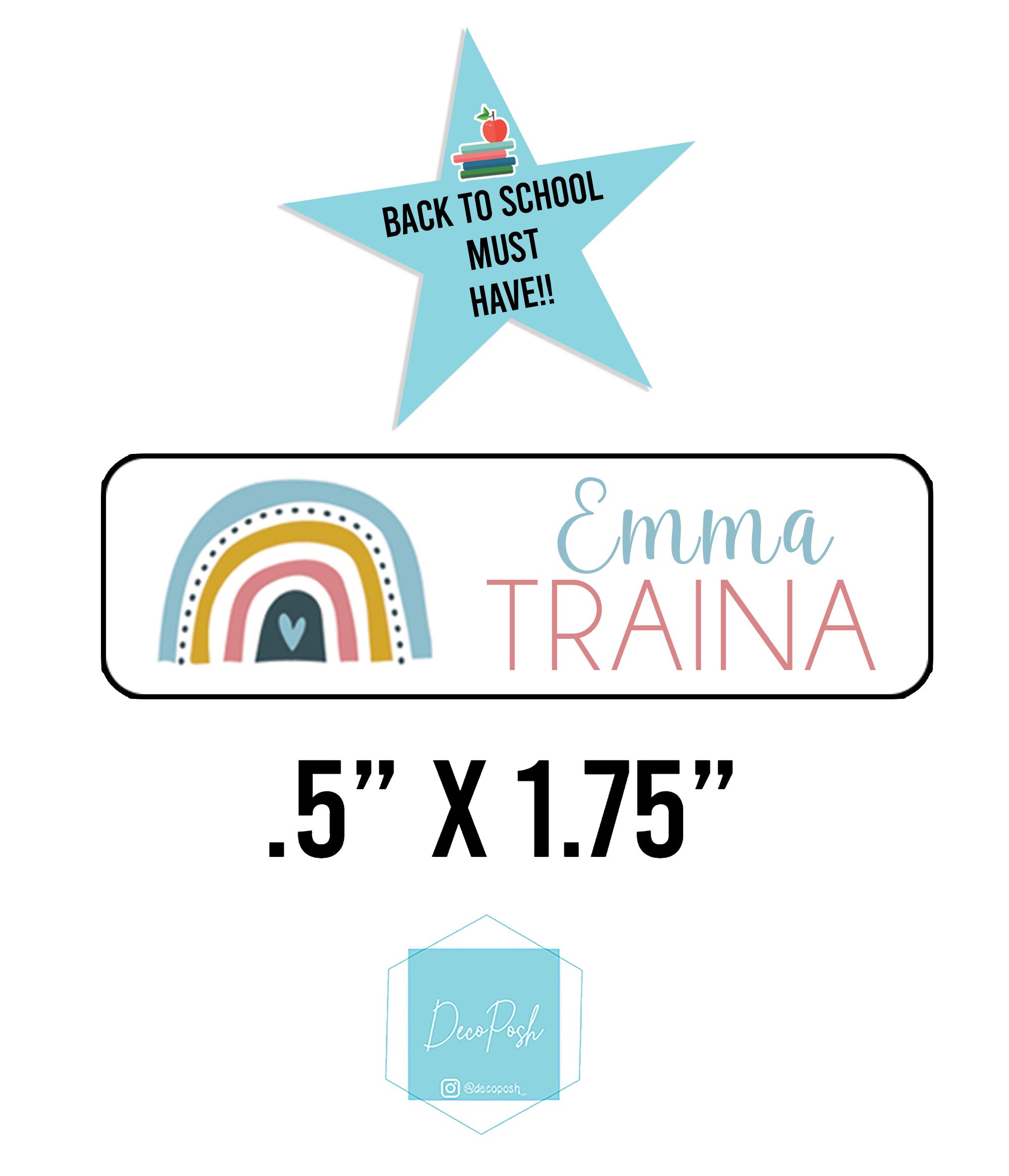 Rainbow School Name Labels | Personalized Waterproof Prek and Camp ...