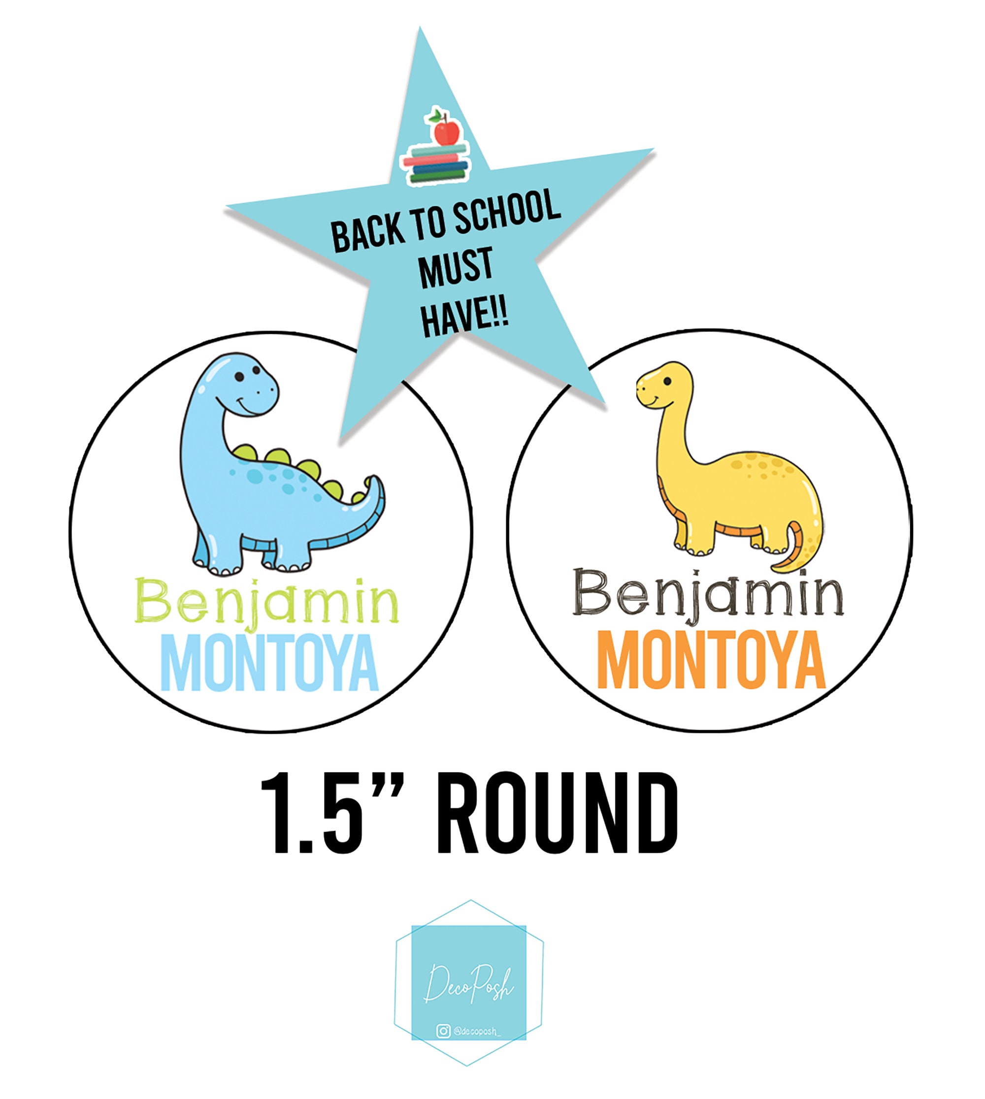 Dinosaur School Name Labels | Personalized Waterproof Daycare and Camp ...