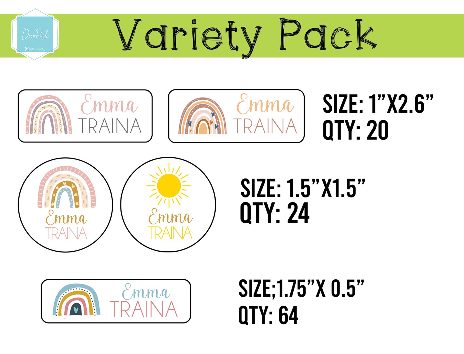 Rainbow School Name Labels | Personalized Waterproof Prek and Camp ...