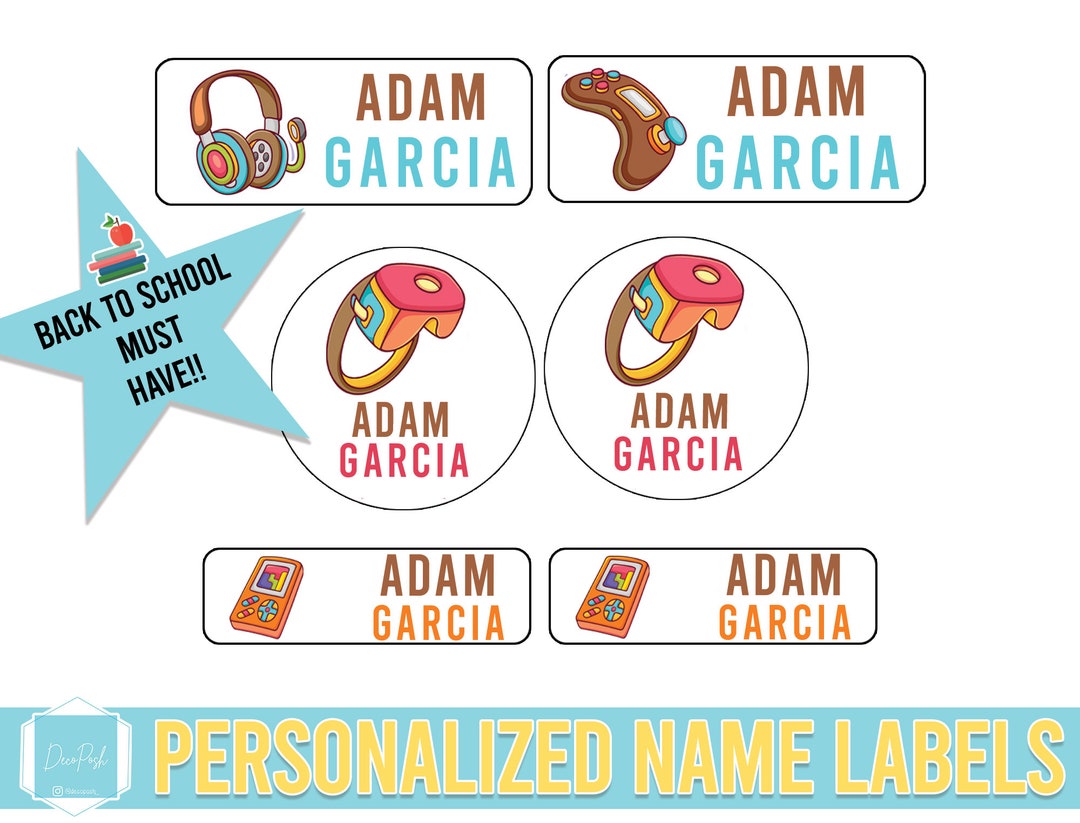Gamer School Name Labels | Personalized Waterproof Daycare and Camp ...