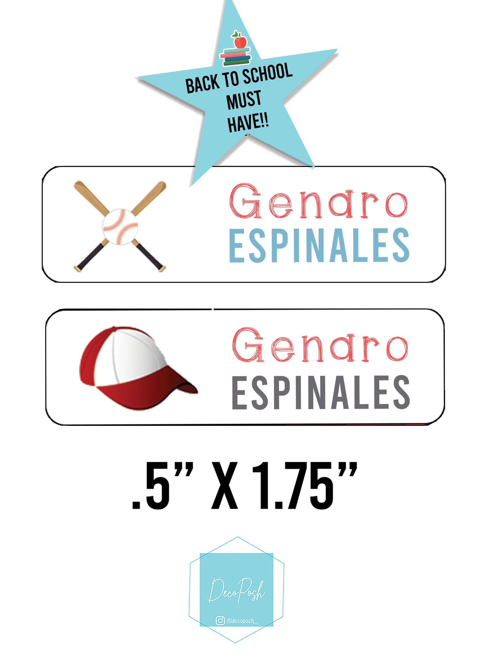 Baseball School Name Labels | Personalized Waterproof Daycare and Camp ...