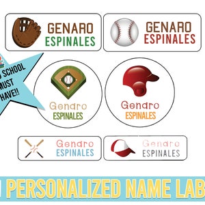 Baseball School Name Labels | Personalized Waterproof Daycare and Camp ...