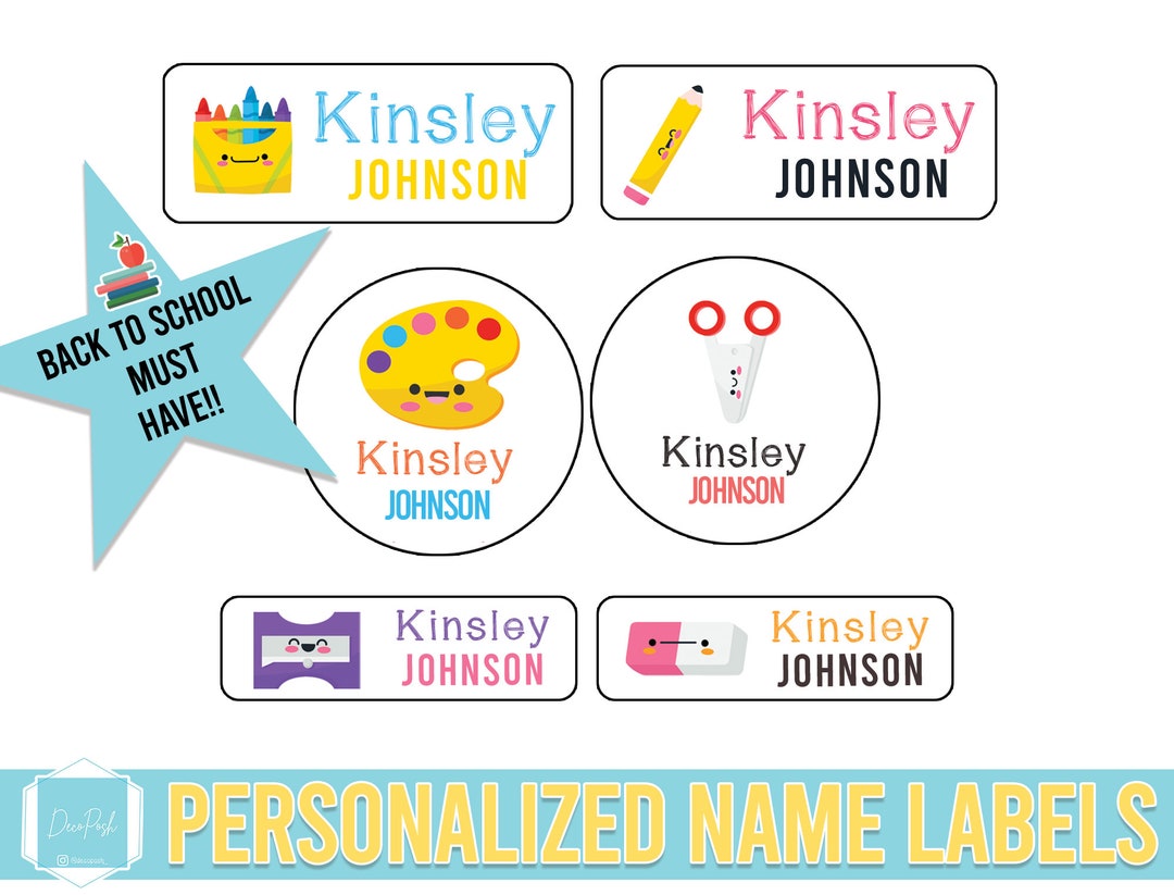 School Supplies Name Labels | Personalized Waterproof Daycare and Camp ...