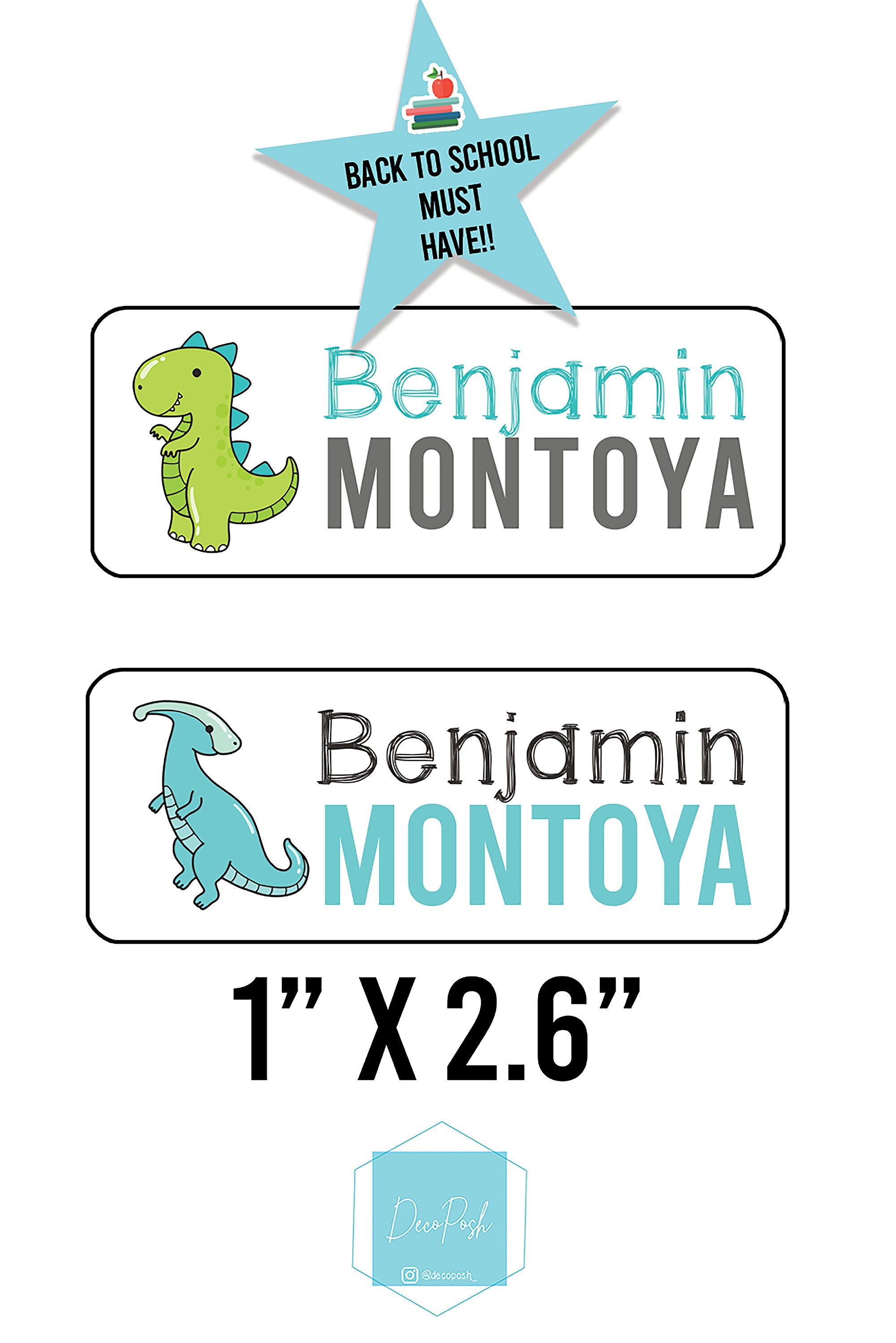 Dinosaur School Name Labels | Personalized Waterproof Daycare and Camp ...