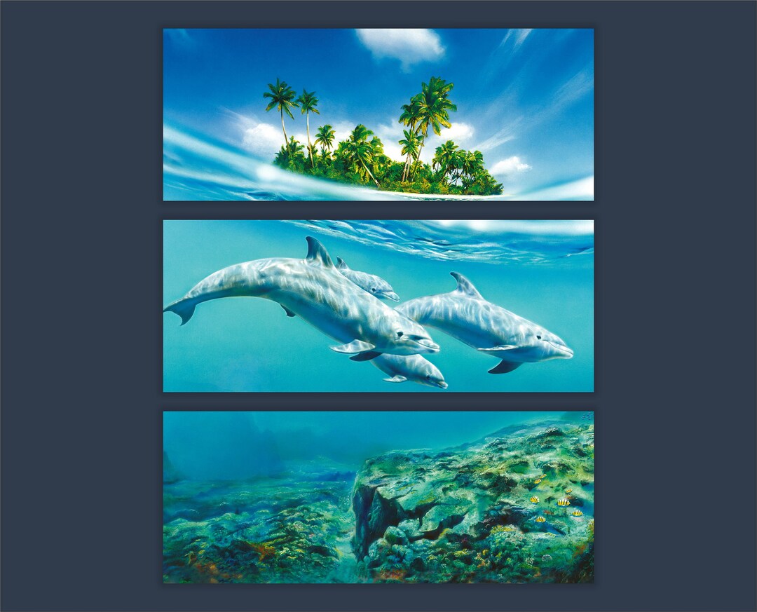 Sea & Dolphins. Multi Panel Wall Art Decor Canvas Print. Many Sizes ...