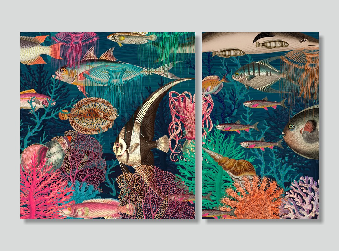 Aquarium. Fish Art. Multi Panel Wall Art Decor Canvas Print. Many Sizes ...