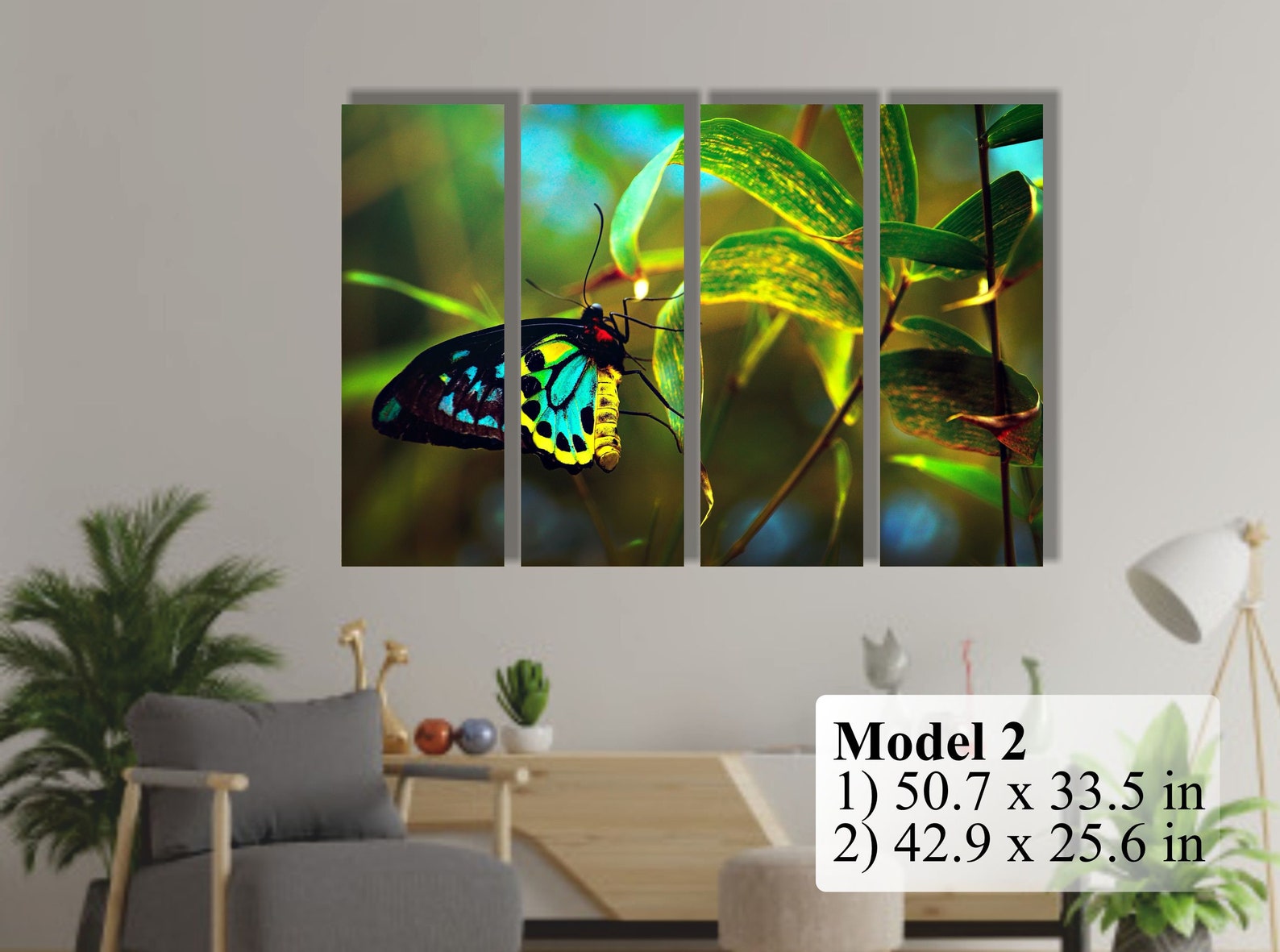 Colorful Butterflies. Multi Panel Wall Art Decor Canvas Print. - Etsy