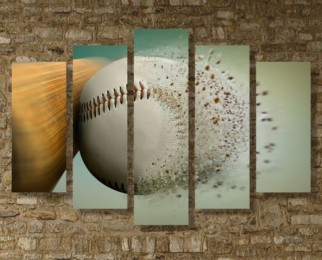 Baseball. the Ball Hit Moment. Multi Panel Wall Art Decor Canvas Print ...