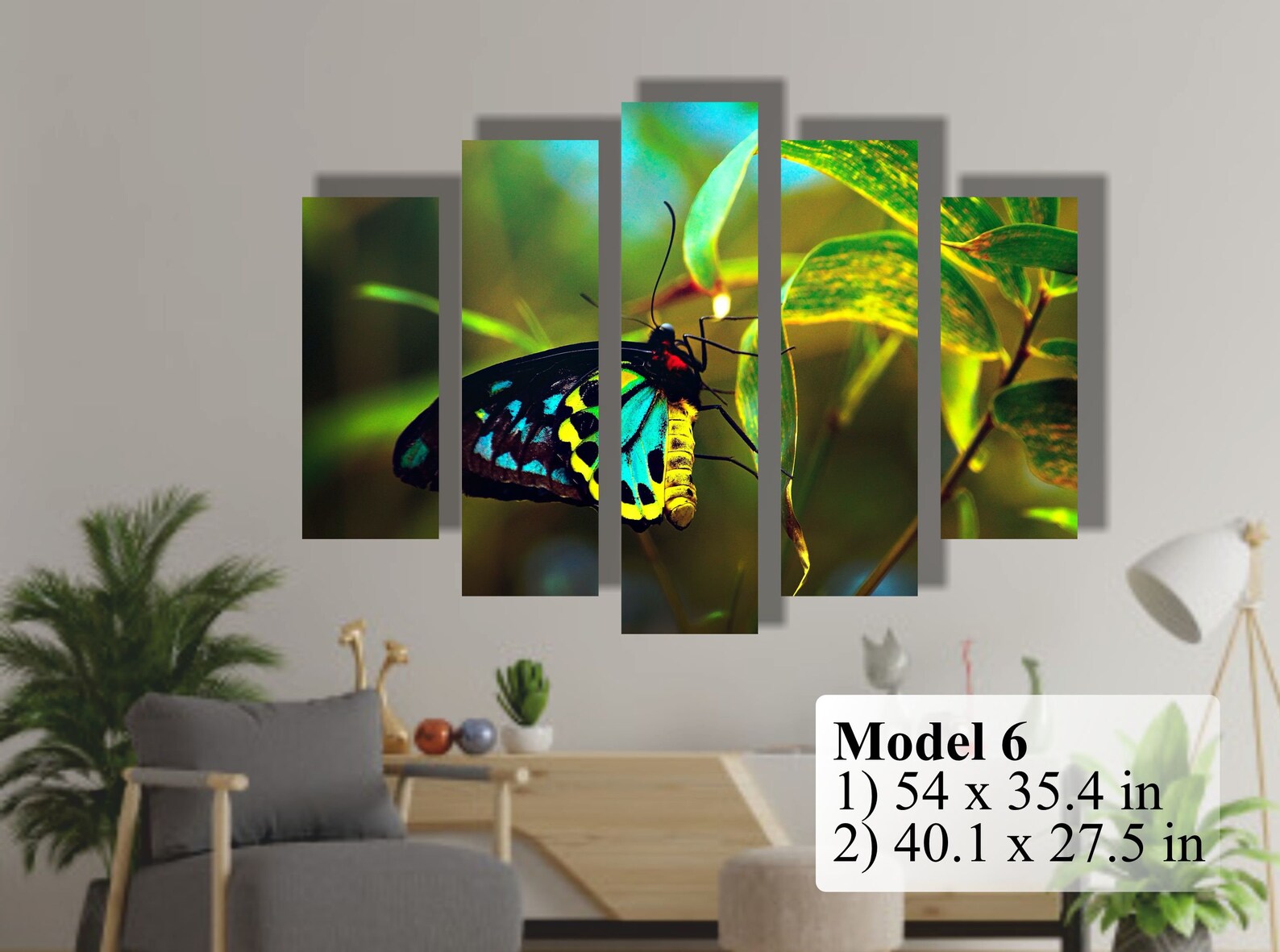 Colorful Butterflies. Multi Panel Wall Art Decor Canvas Print. - Etsy