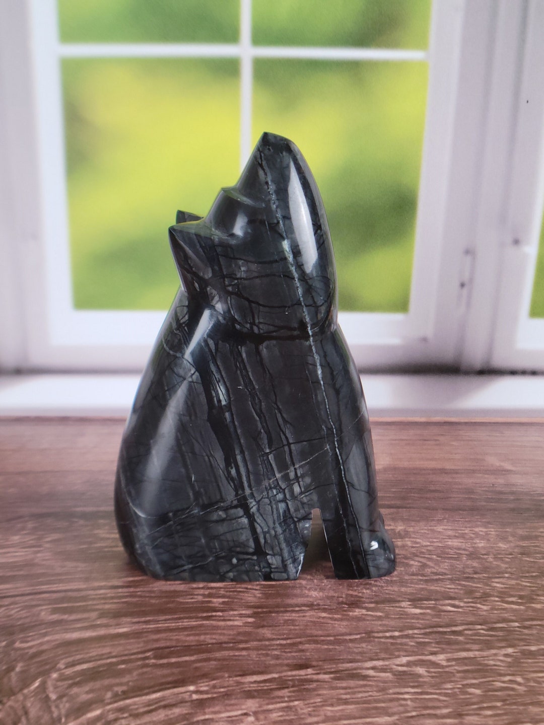 Beautiful Large Picasso Jasper Wolf Carving, Picasso Jasper Animal ...