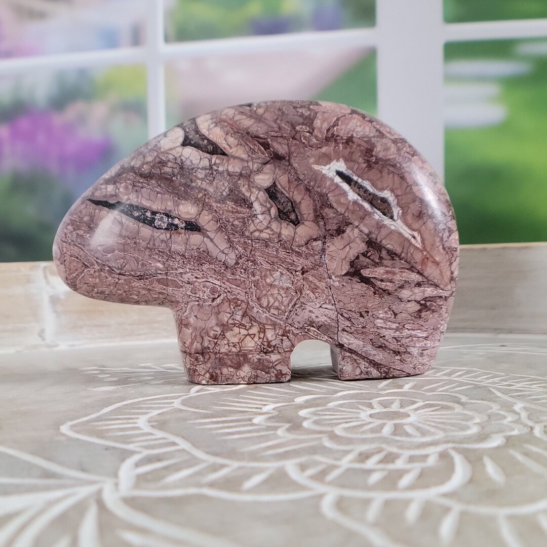 Beautiful Bird's Eye Rhyolite Bear Carving, Bird's Eye Jasper Animal ...