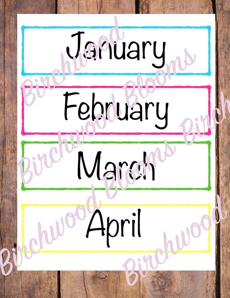 Printable Calendar Month Labels for Classroom or Homeschool - Etsy