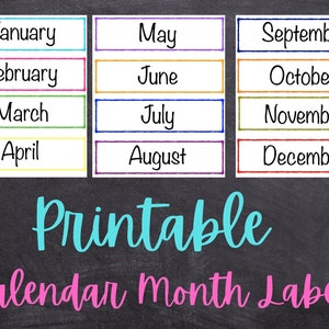 Printable Calendar Month Labels for Classroom or Homeschool - Etsy