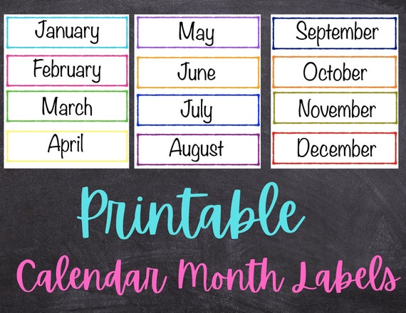 Printable calendar month labels for classroom or homeschool | Etsy