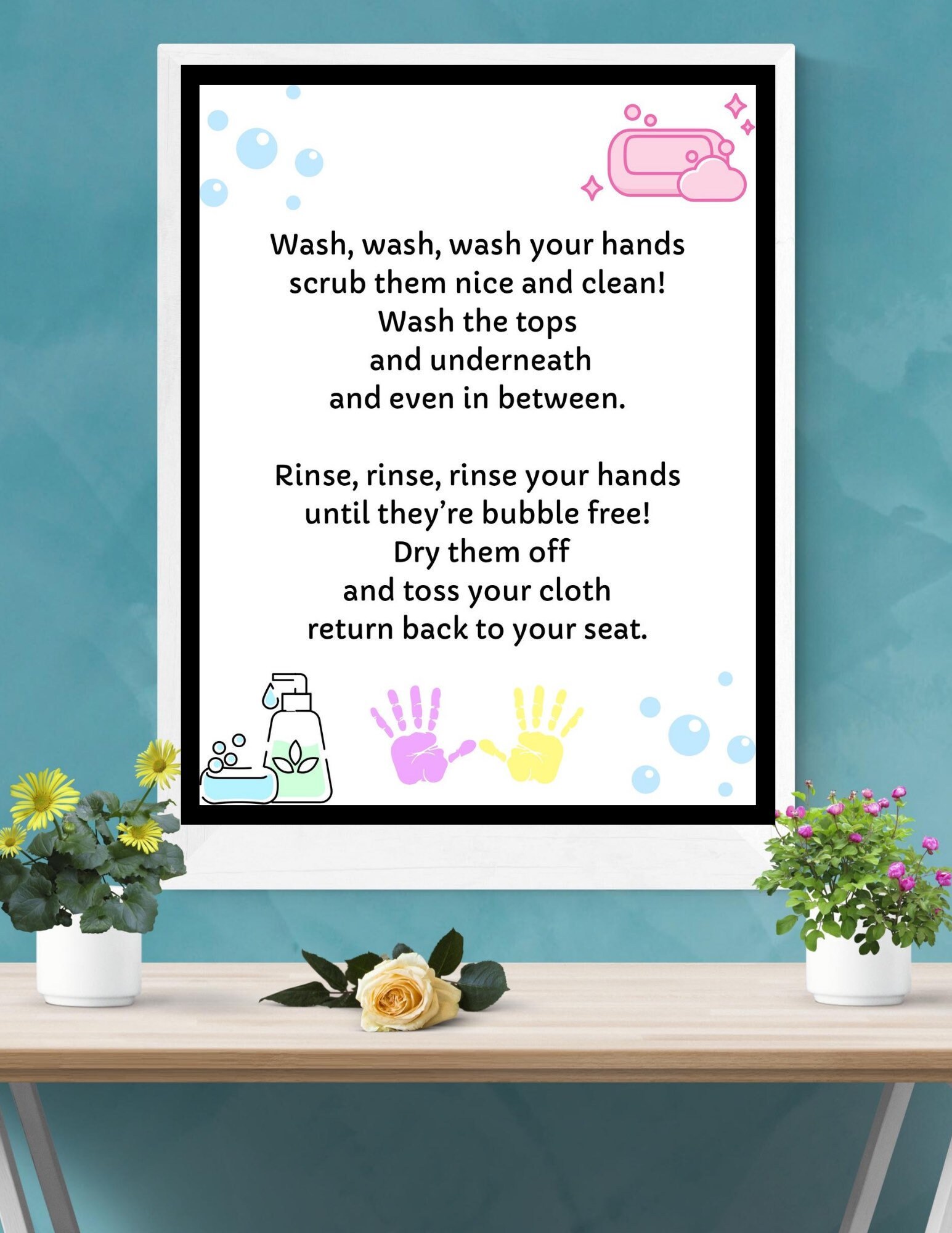 Hand Washing Song Sign. for Classroom or Homeschool Row Row | Etsy