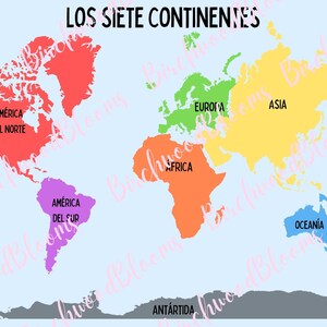 The 7 Continents Spanish Digital Printable los Siete | Etsy