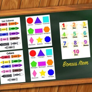 Spanish and English Shapes, Colors Bundle-includes Bonus Item-spanish ...