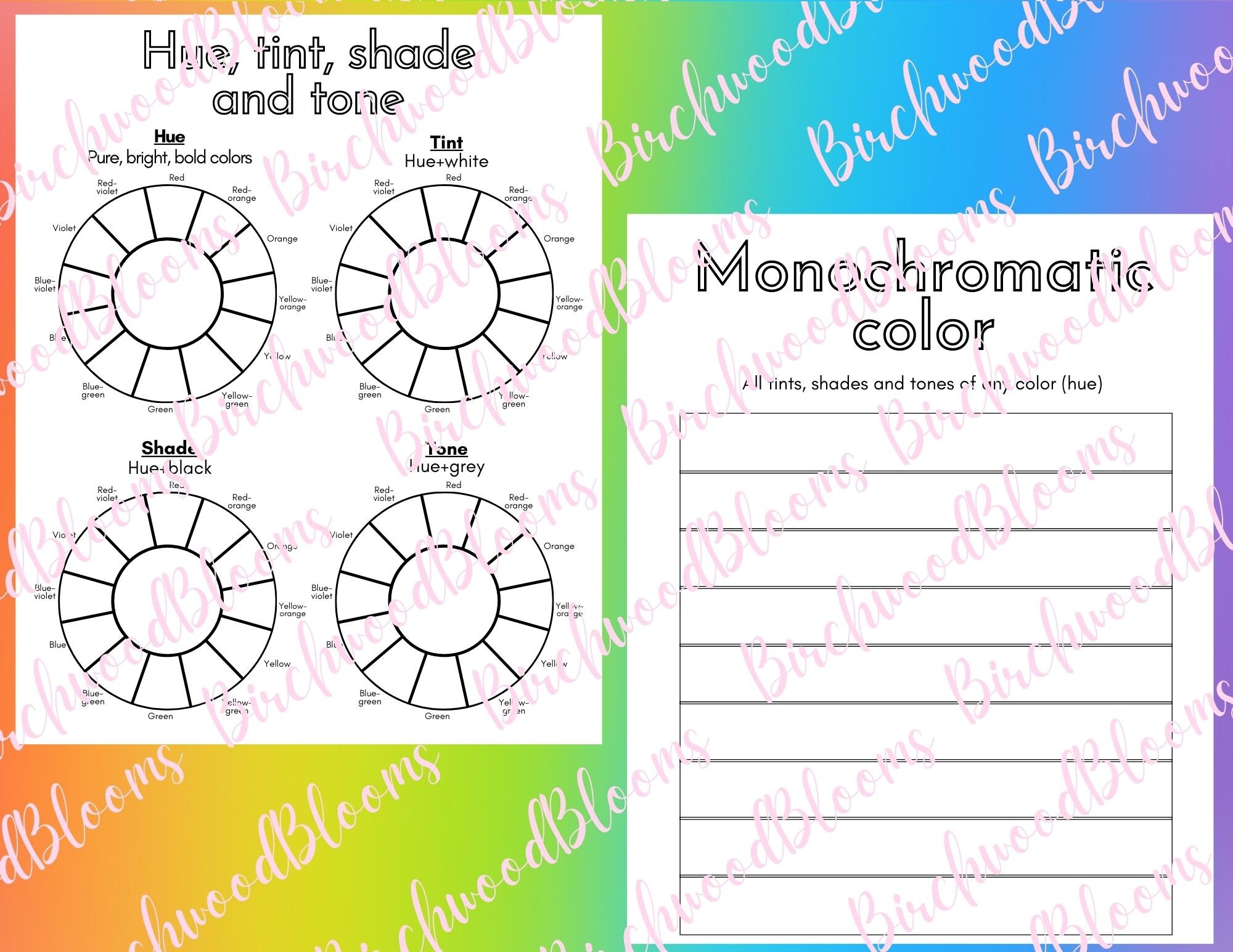 Color Theory/color Wheel Student Workbook Digital Printable | Etsy