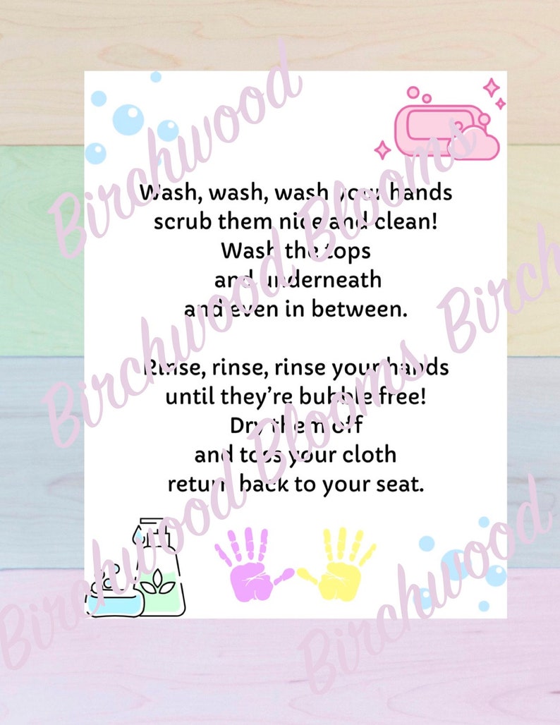 Hand washing song sign. For classroom or homeschool row row | Etsy