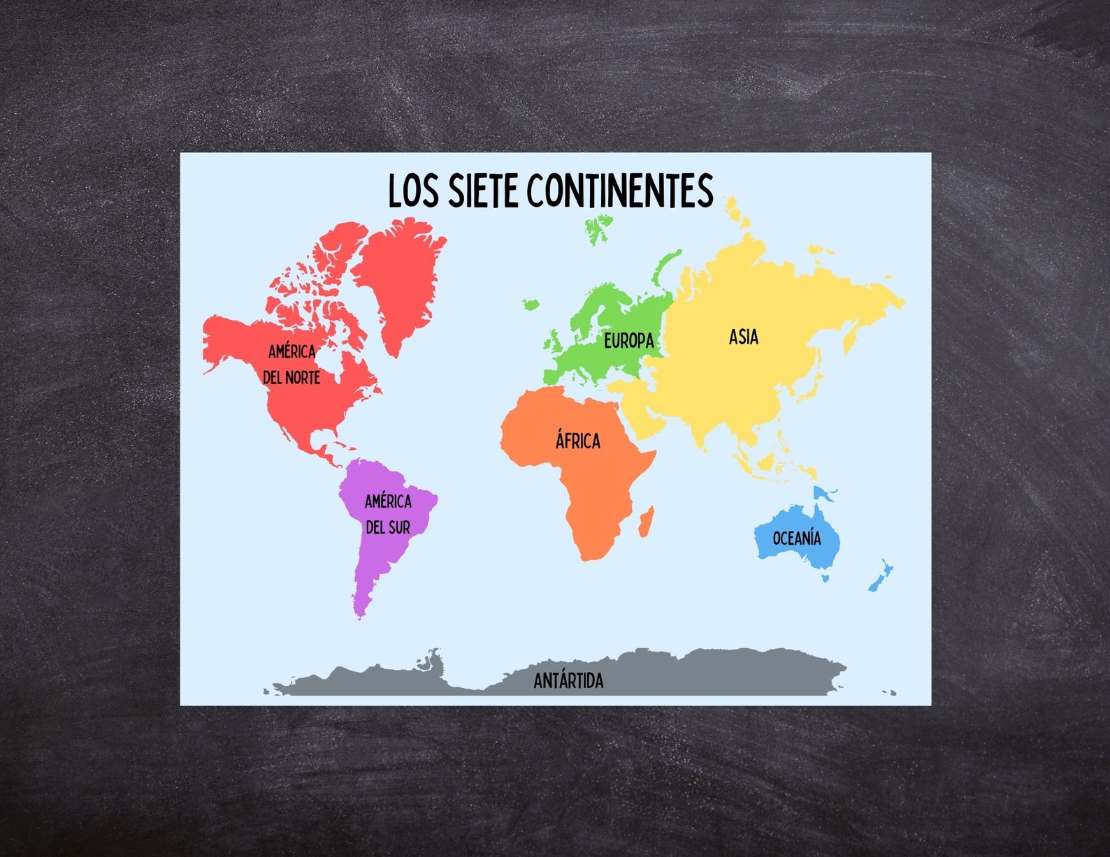 The 7 Continents Spanish Digital Printable los Siete | Etsy
