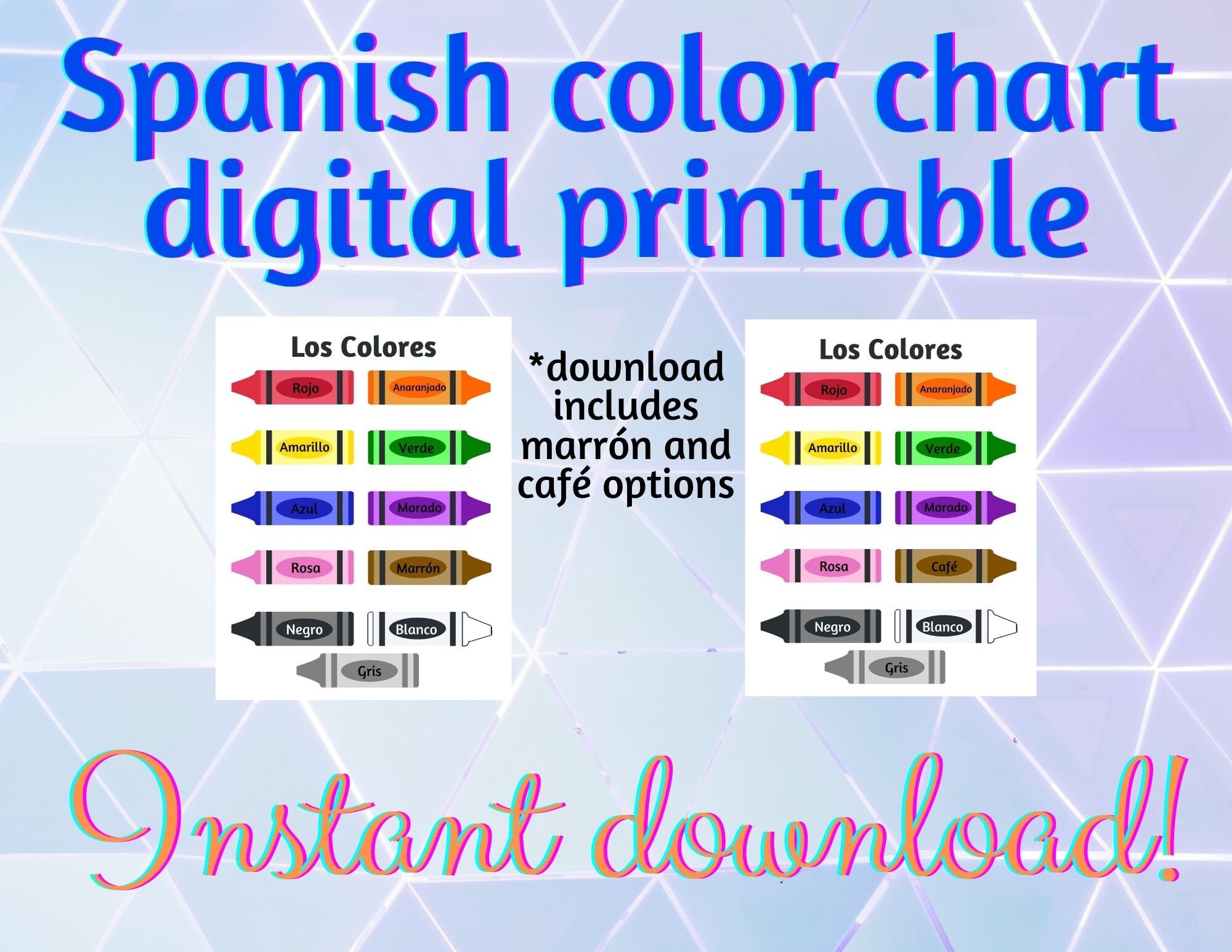 Spanish Color Chart - Marrón and Café Both Included-los Colores for ...
