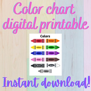 Color Chart for Classroom/homeschool Printable - Etsy Canada