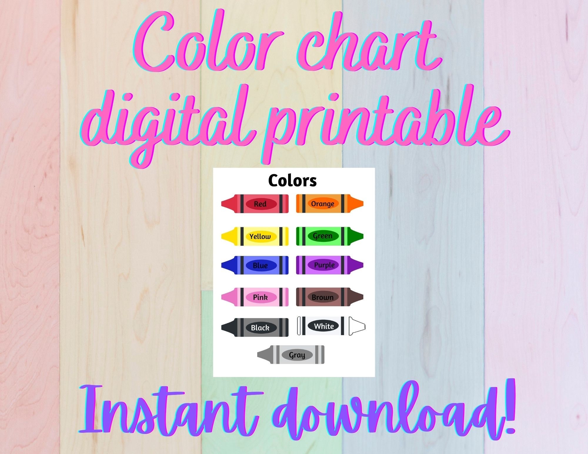 Color Chart for Classroom/homeschool Printable - Etsy Canada
