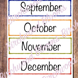 Printable Calendar Month Labels for Classroom or Homeschool - Etsy