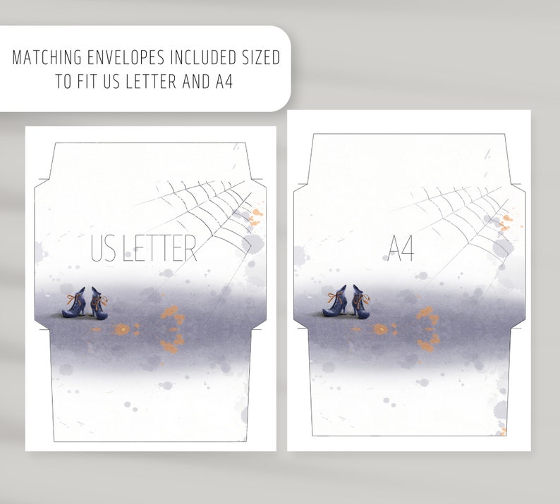 Halloween Stationery Set With Envelope for Printing. the Set Includes ...