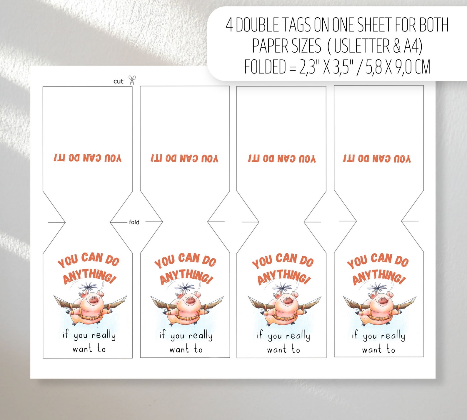Funny Greeting Card With a Flying Pig, Printable Birthday Card With ...