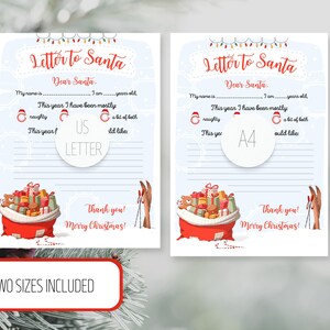 Letter to Santa Kids Christmas Wish List, Set With Envelope, Two Paper ...