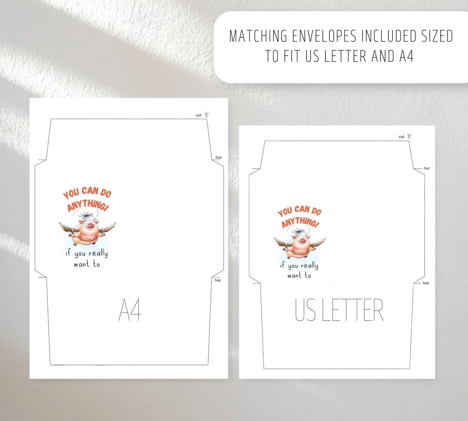 Funny Greeting Card With a Flying Pig, Printable Birthday Card With ...