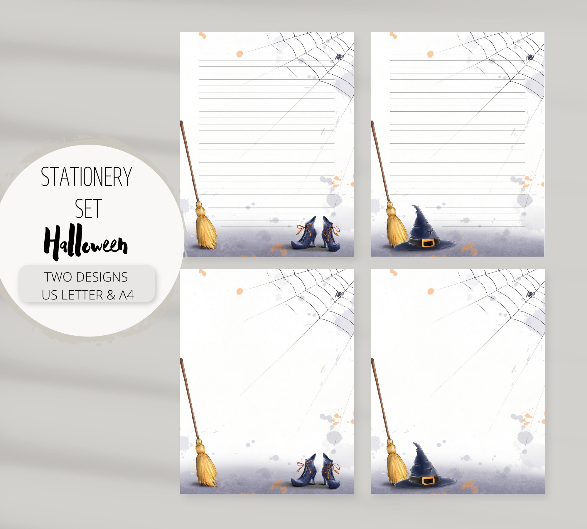 Halloween Stationery Set With Envelope for Printing. the Set Includes ...