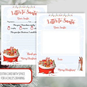Letter to Santa Kids Christmas Wish List, Set With Envelope, Two Paper ...