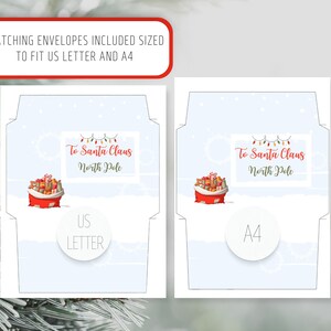 Letter to Santa Kids Christmas Wish List, Set With Envelope, Two Paper ...